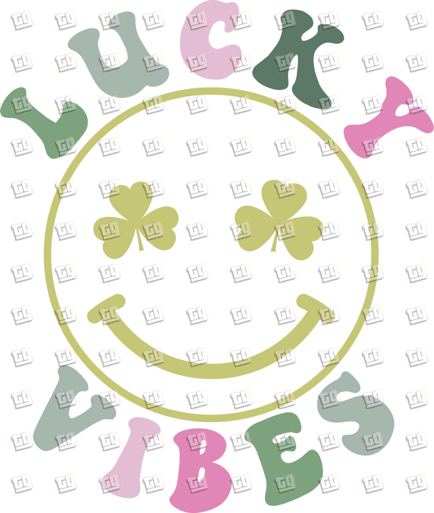 Lucky Vibes Smiley Clover St Patricks Day Dtf Transfer